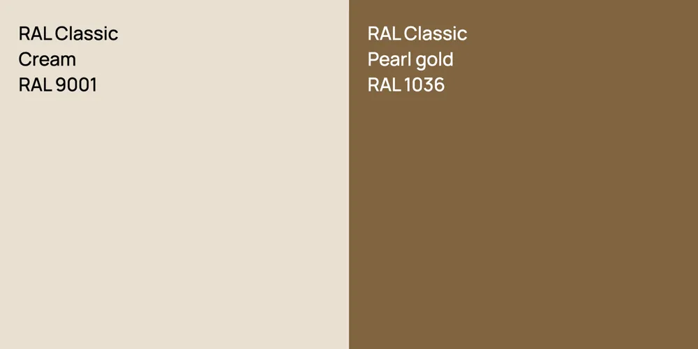 RAL Classic Cream vs. RAL Classic Pearl gold comparison