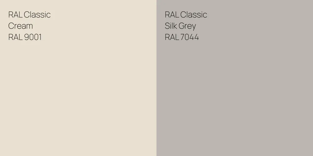 RAL Classic Cream vs. RAL Classic Silk Grey comparison