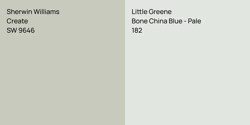 Sherwin Williams Create vs. Little Greene Bone China Blue - Pale comparison