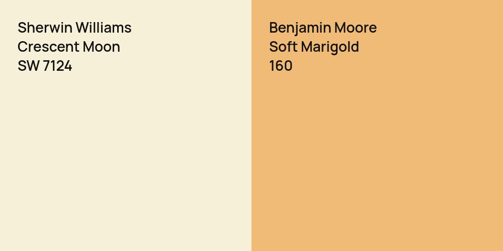 Sherwin Williams Crescent Moon vs. Benjamin Moore Soft Marigold comparison