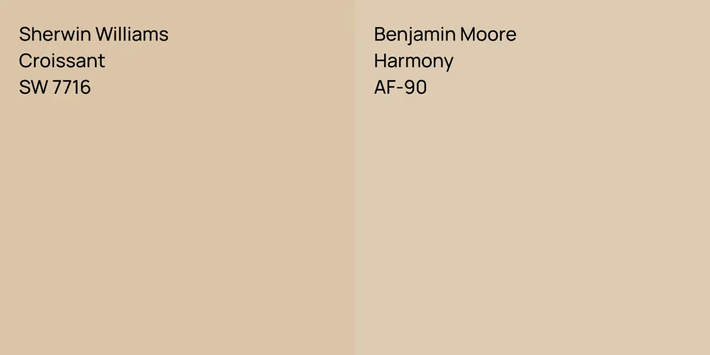 Sherwin Williams Croissant vs. Benjamin Moore Harmony comparison