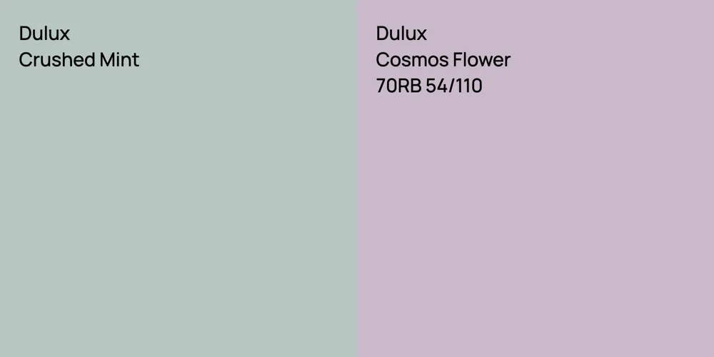 Dulux Crushed Mint vs. Dulux Cosmos Flower comparison