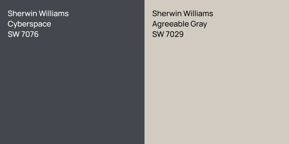 Sherwin Williams Cyberspace vs. Sherwin Williams Agreeable Gray comparison