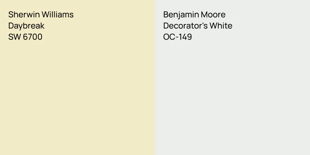 Sherwin Williams Daybreak vs. Benjamin Moore Decorator's White comparison