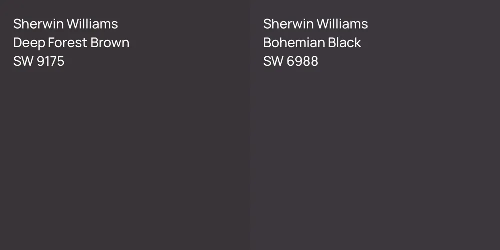 Sherwin Williams Deep Forest Brown vs. Sherwin Williams Bohemian Black ...