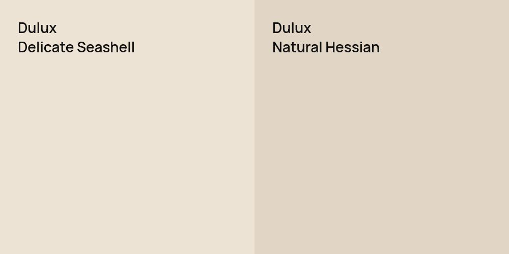 Dulux Delicate Seashell vs. Dulux Natural Hessian comparison
