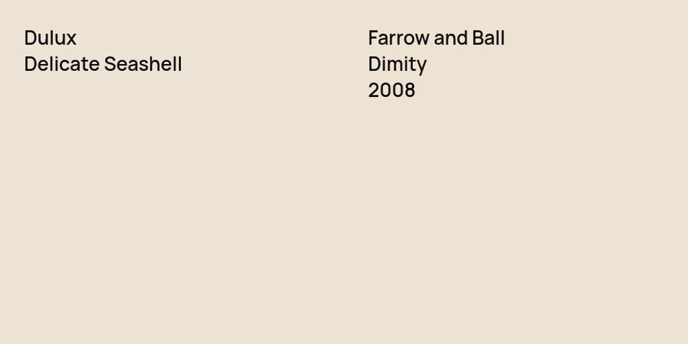 Dulux Delicate Seashell vs. Farrow and Ball Dimity comparison