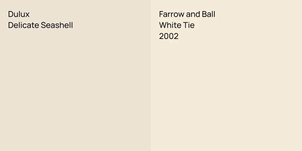 Dulux Delicate Seashell vs. Farrow and Ball White Tie comparison
