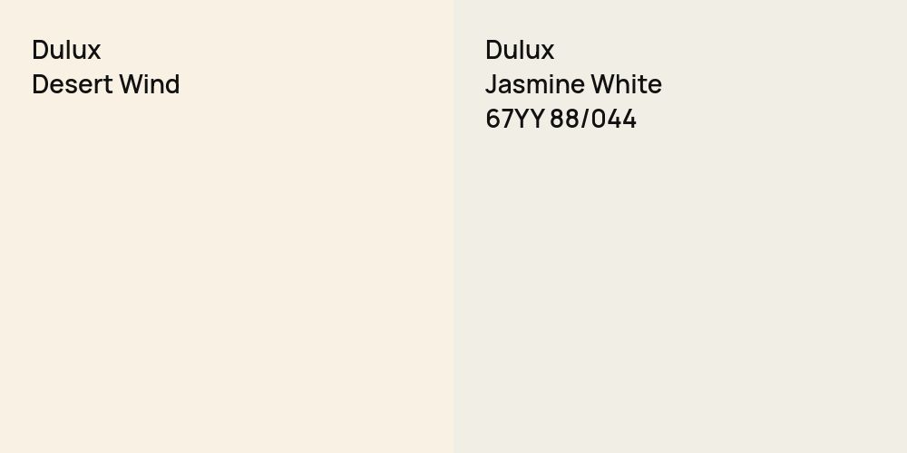 Dulux Desert Wind vs. Dulux Jasmine White comparison