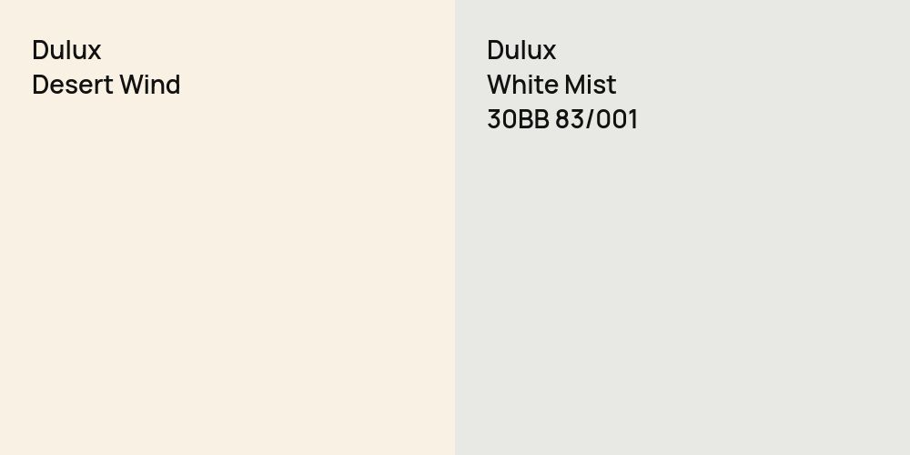 Dulux Desert Wind vs. Dulux White Mist comparison