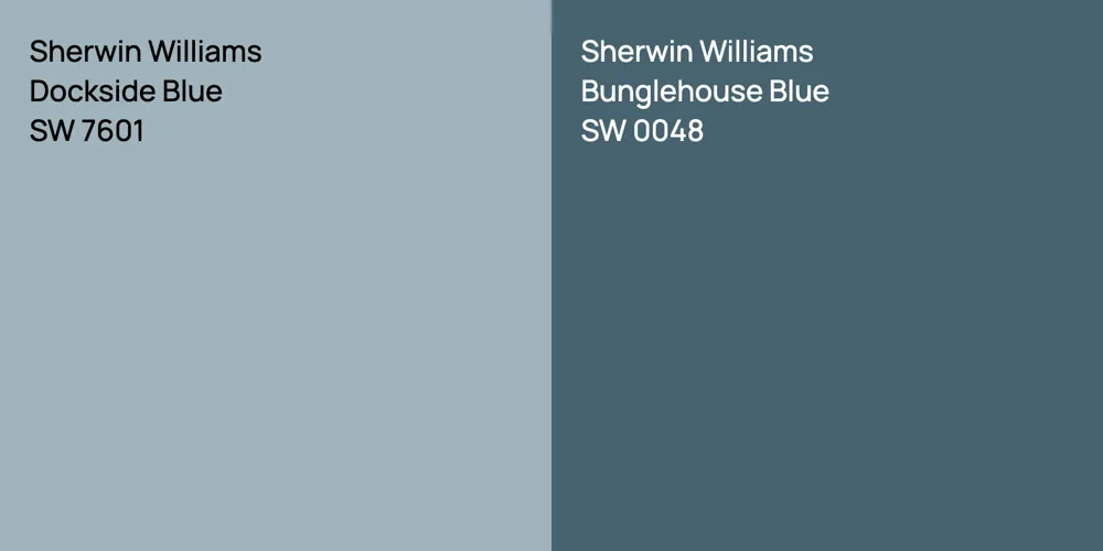 Sherwin Williams Dockside Blue vs. Sherwin Williams Bunglehouse Blue ...