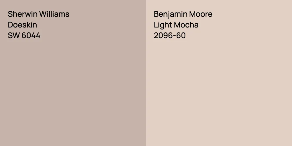 Sherwin Williams Doeskin vs. Benjamin Moore Light Mocha comparison