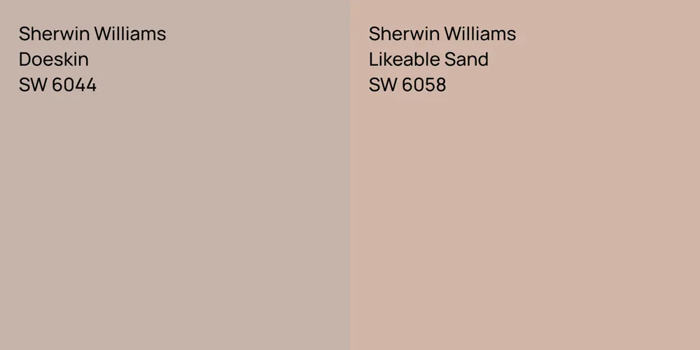 Sherwin Williams Doeskin vs. Sherwin Williams Likeable Sand comparison
