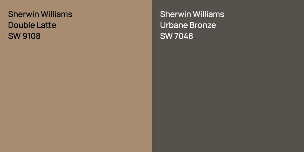 Sherwin Williams Double Latte vs. Sherwin Williams Urbane Bronze comparison