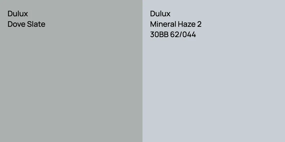 Dulux Dove Slate vs. Dulux Mineral Haze 2 comparison