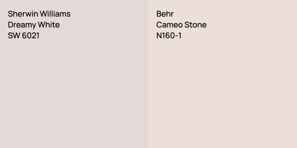 Sherwin Williams Dreamy White vs. Behr Cameo Stone comparison
