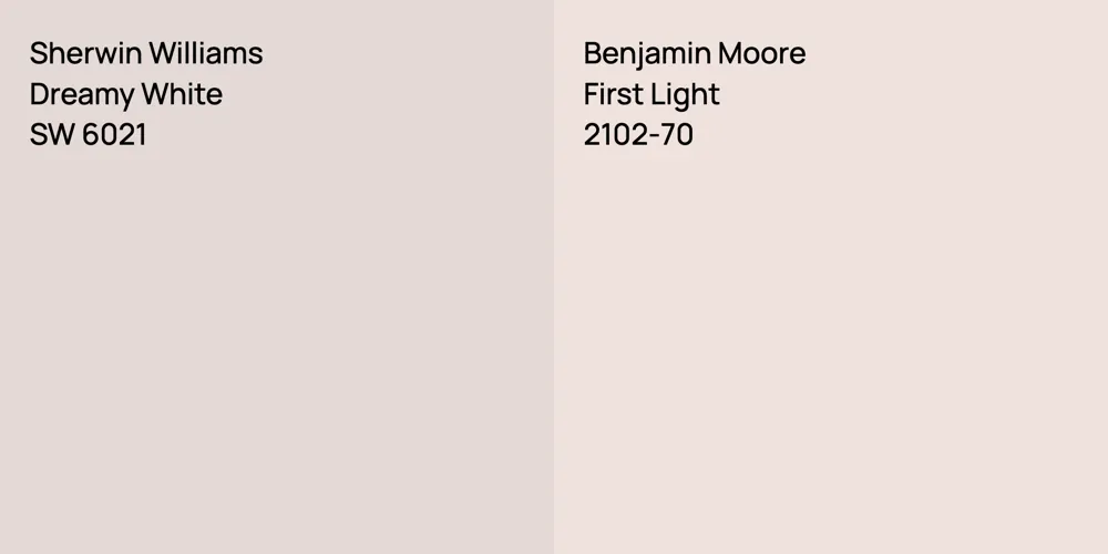 Sherwin Williams Dreamy White vs. Benjamin Moore First Light comparison