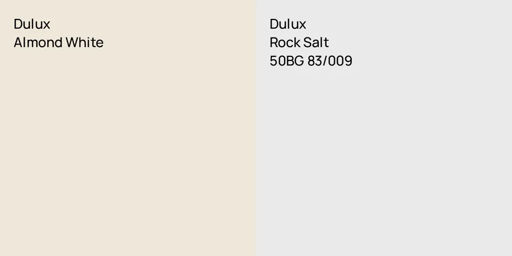 Dulux Almond White vs. Dulux Rock Salt comparison