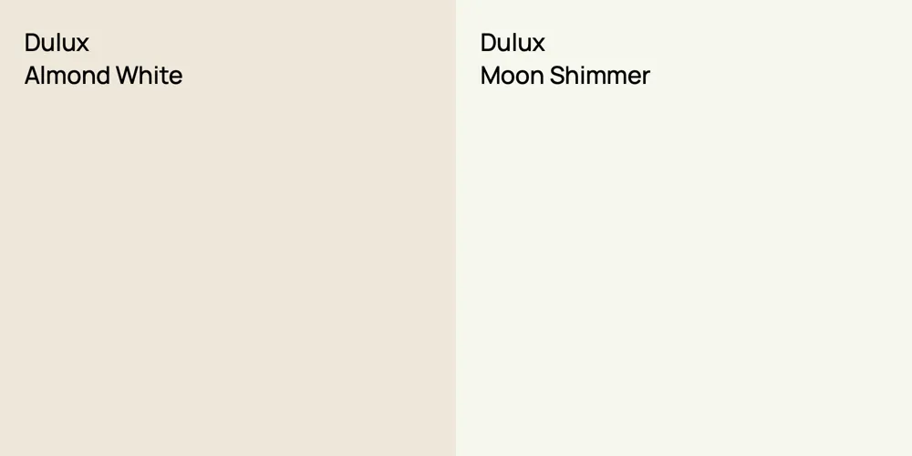 Dulux Almond White vs. Dulux Moon Shimmer comparison