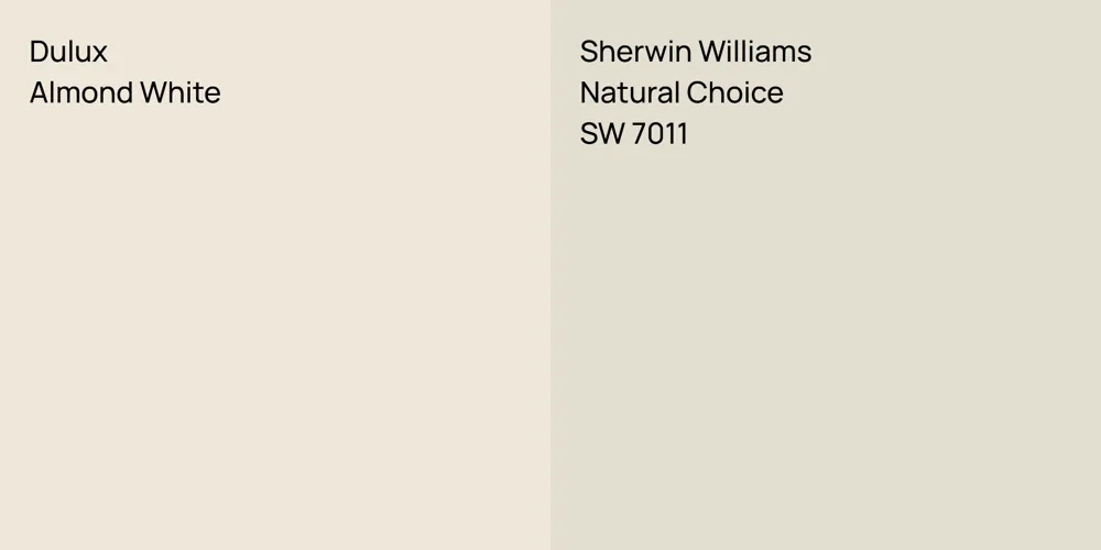 Dulux Almond White vs. Sherwin Williams Natural Choice comparison