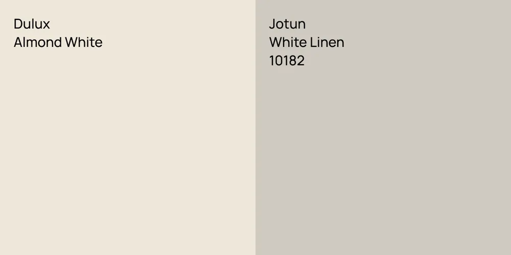 Dulux Almond White vs. Jotun White Linen comparison