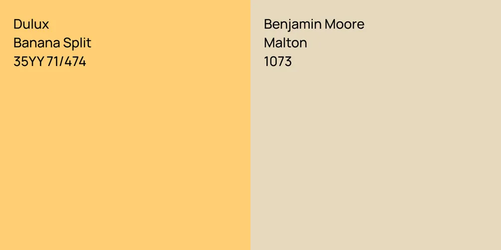 Dulux Banana Split vs. Benjamin Moore Malton comparison