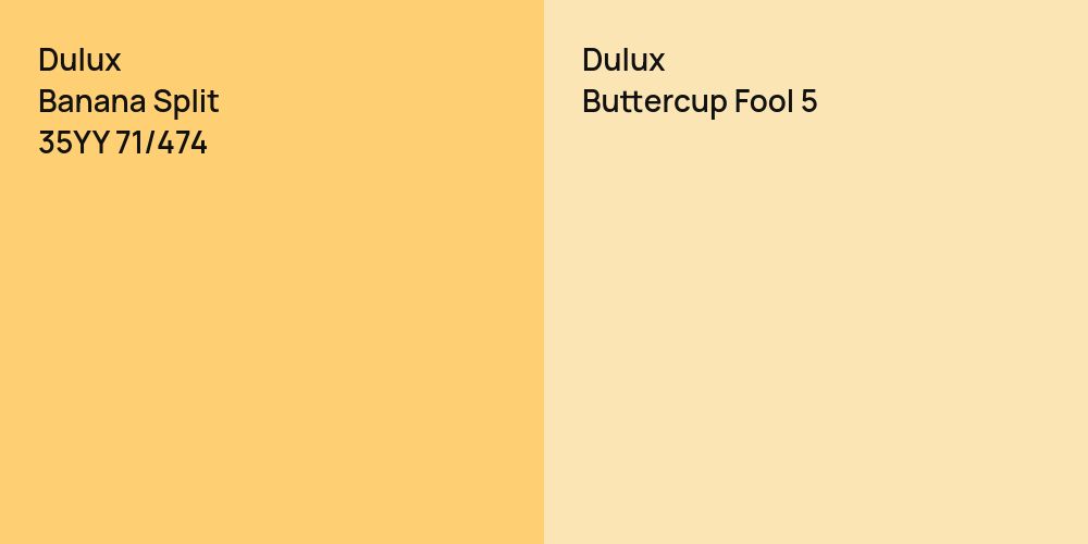 Dulux Banana Split vs. Dulux Buttercup Fool 5 comparison