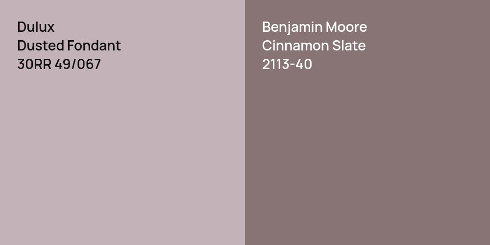 Dulux Dusted Fondant vs. Benjamin Moore Cinnamon Slate comparison