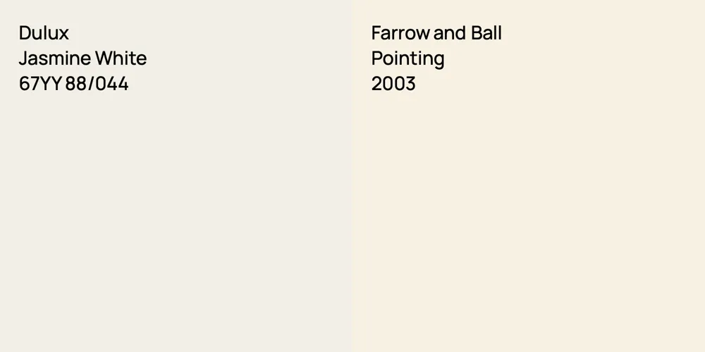 Dulux Jasmine White vs. Farrow and Ball Pointing comparison