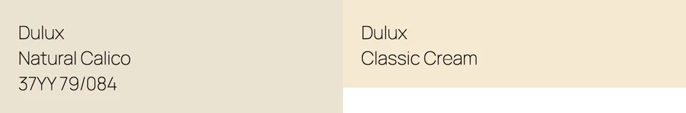 Dulux Natural Calico vs. Dulux Classic Cream comparison