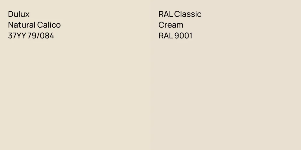 Dulux Natural Calico vs. RAL Classic Cream comparison