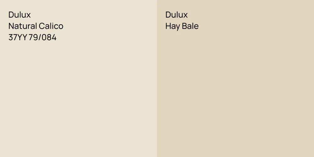 Dulux Natural Calico vs. Dulux Hay Bale comparison