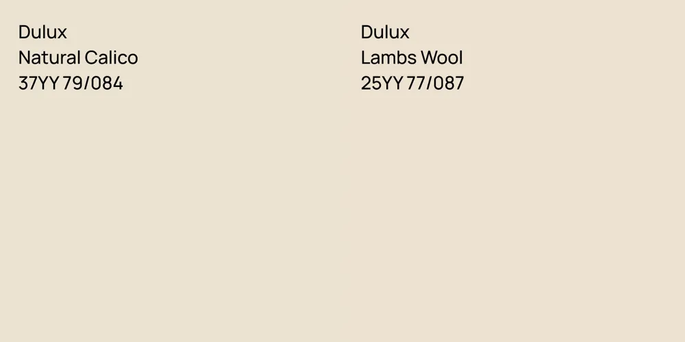 Dulux Natural Calico vs. Dulux Lambs Wool comparison