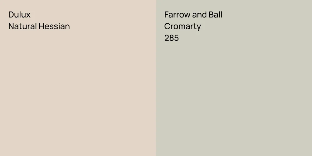 Dulux Natural Hessian vs. Farrow and Ball Cromarty comparison