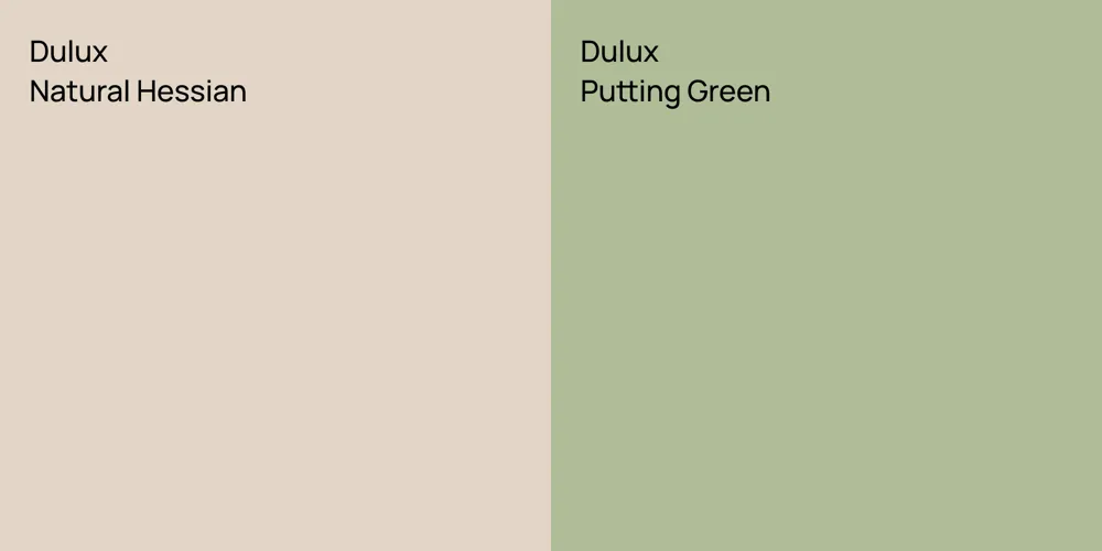 Dulux Natural Hessian vs. Dulux Putting Green comparison