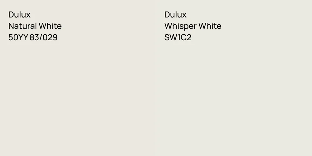 Dulux Natural White vs. Dulux Whisper White comparison