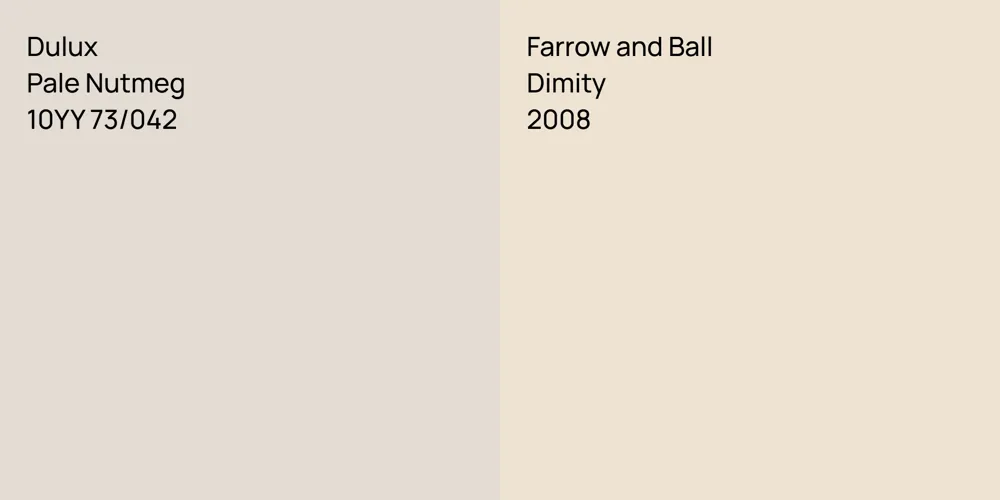 Dulux Pale Nutmeg vs. Farrow and Ball Dimity comparison