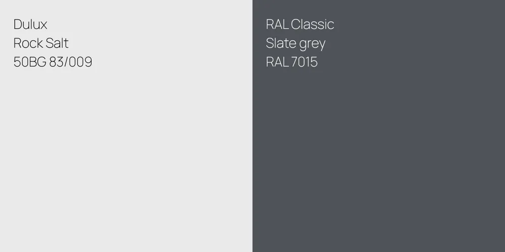 Dulux Rock Salt vs. RAL Classic Slate grey comparison
