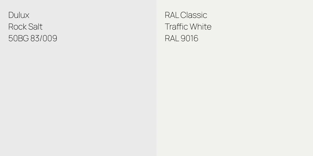 Dulux Rock Salt vs. RAL Classic Traffic White comparison