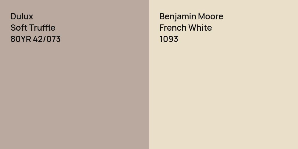 Dulux Soft Truffle vs. Benjamin Moore French White comparison