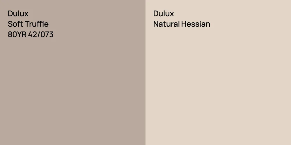 Dulux Soft Truffle vs. Dulux Natural Hessian comparison