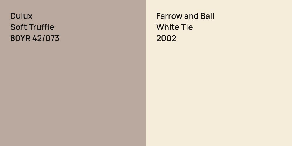 Dulux Soft Truffle vs. Farrow and Ball White Tie comparison