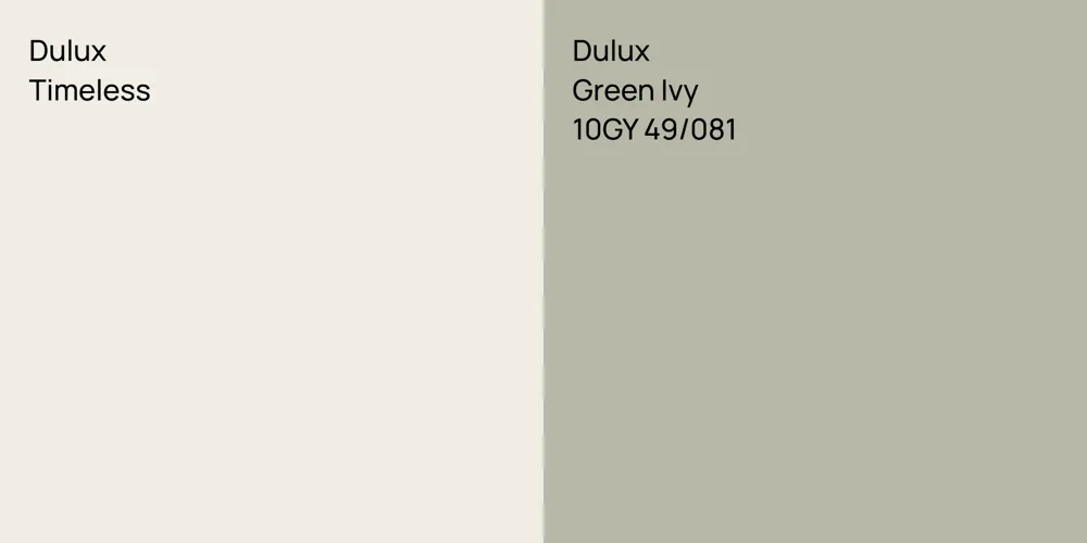 Dulux Timeless vs. Dulux Green Ivy comparison