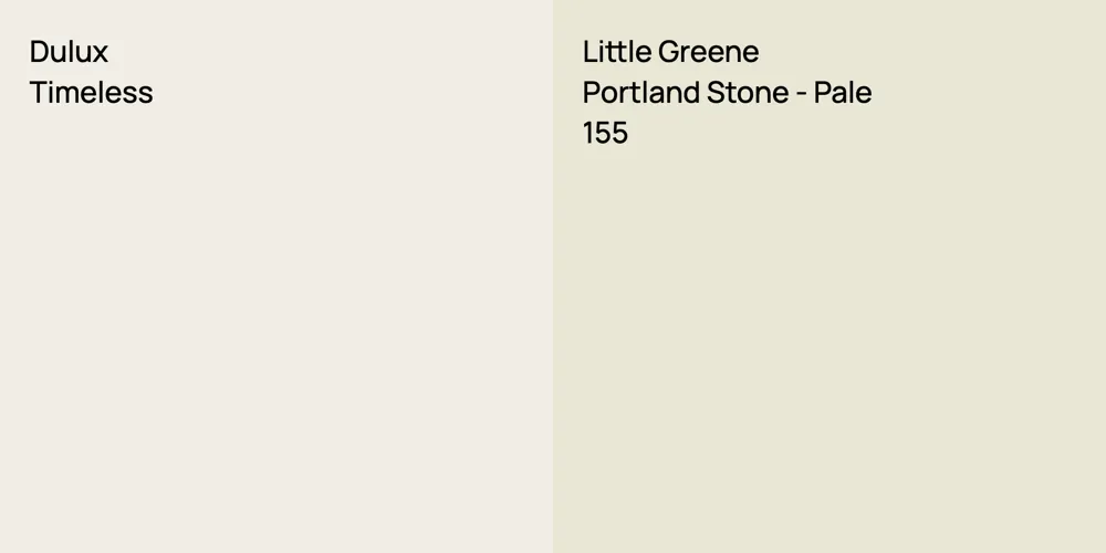 Dulux Timeless vs. Little Greene Portland Stone - Pale comparison