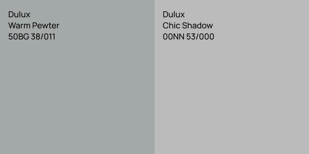 Dulux Warm Pewter vs. Dulux Chic Shadow comparison