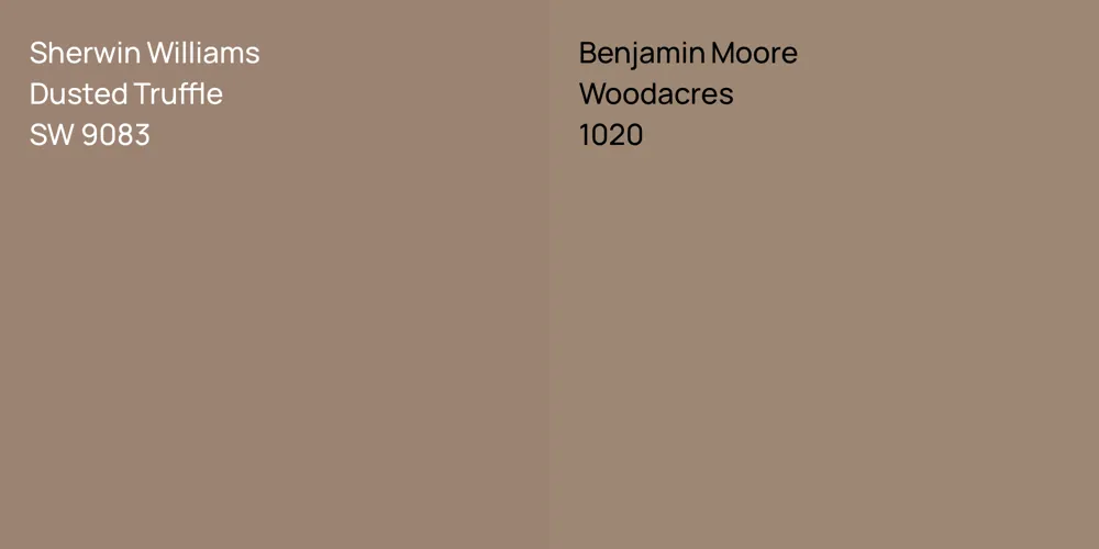 Sherwin Williams Dusted Truffle vs. Benjamin Moore Woodacres comparison