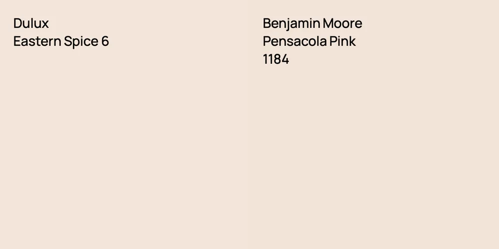 Dulux Eastern Spice 6 vs. Benjamin Moore Pensacola Pink comparison
