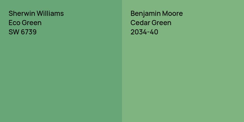 Sherwin Williams Eco Green vs. Benjamin Moore Cedar Green comparison