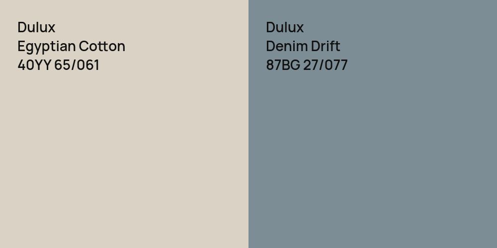 Dulux Egyptian Cotton vs. Dulux Denim Drift comparison