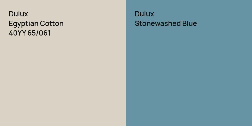 Dulux Egyptian Cotton vs. Dulux Stonewashed Blue comparison